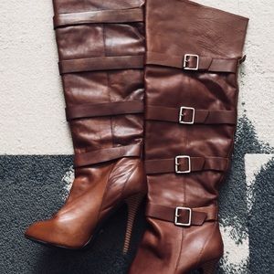 BCBG | Shoes | Bcbg Oth Leather Boots Cognac Brown | Poshmark